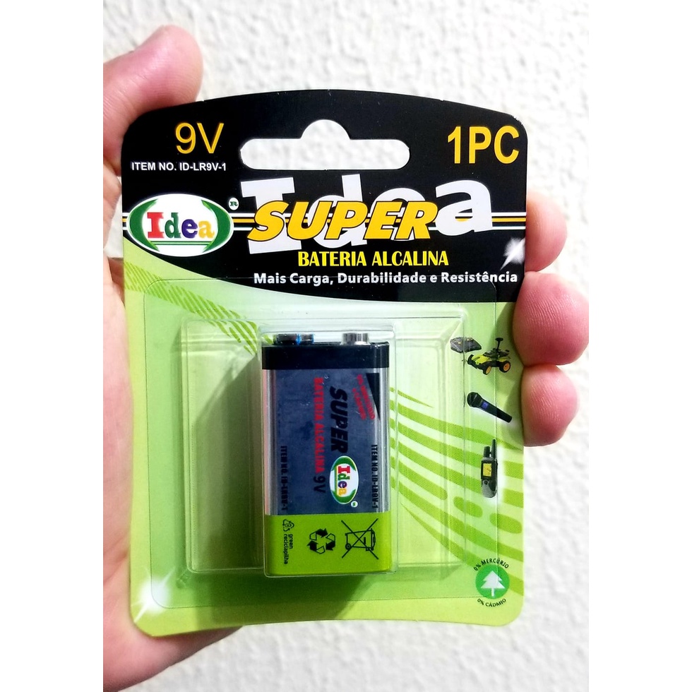 Bateria 9V Alcalina Cartela com 1 unidade - Pilha 9V Idea Super ...