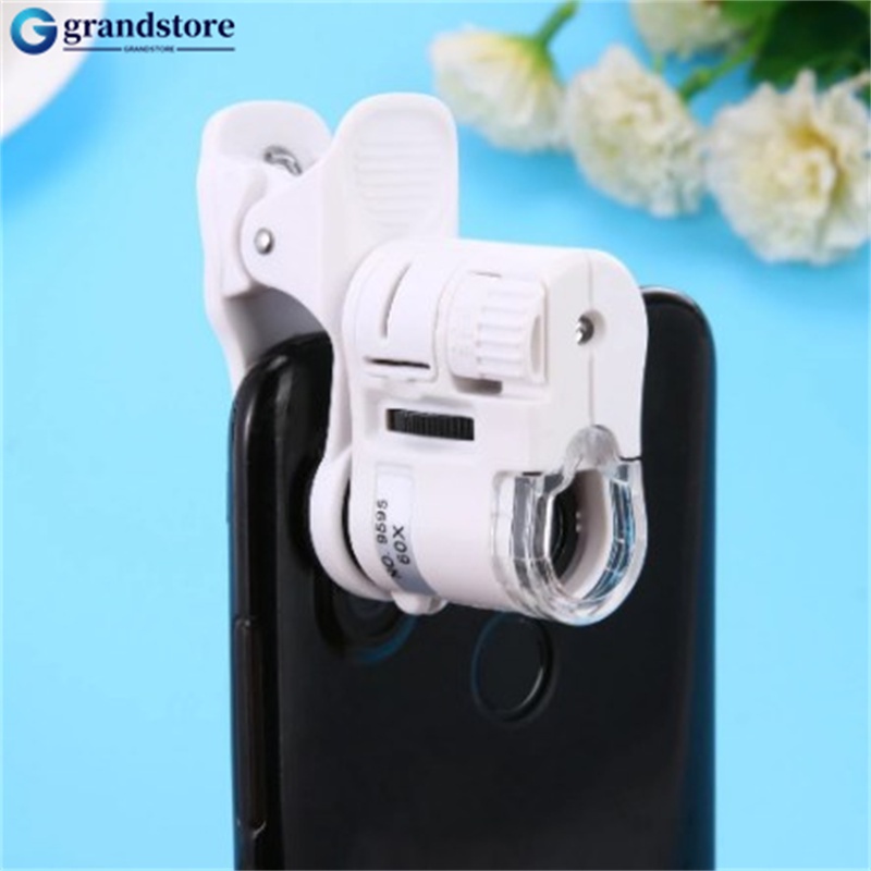 GS Microscópio Para Celular 60X Lupa Universal LED Macro Lente Zoom ...