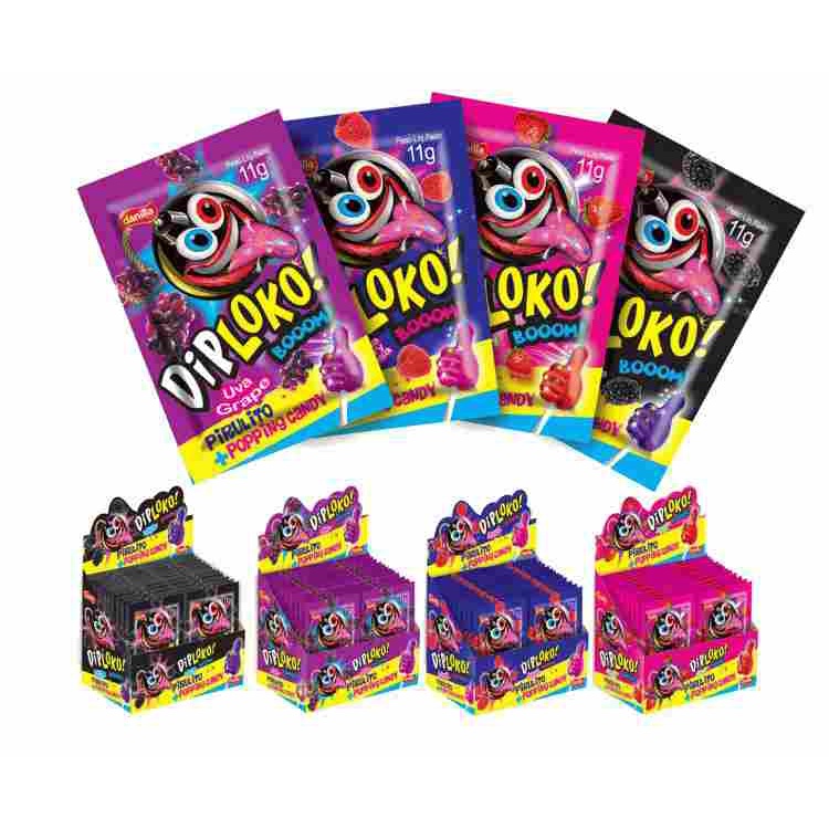 6 Unds Pirulito Dip Loko Boom Explosive 11g UND | Shopee Brasil