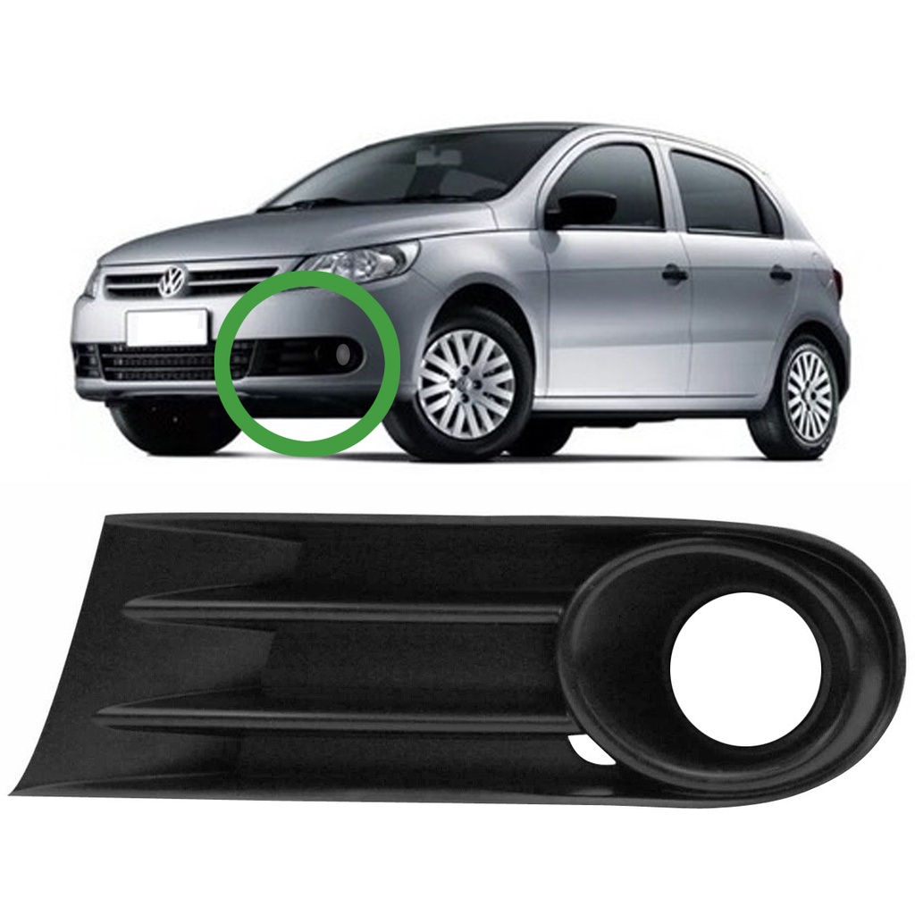 Moldura Grade Farol de Milha VW Gol Voyage Saveiro G5 2008 2009 2010 2011 2012 Com Furo - Lado ...