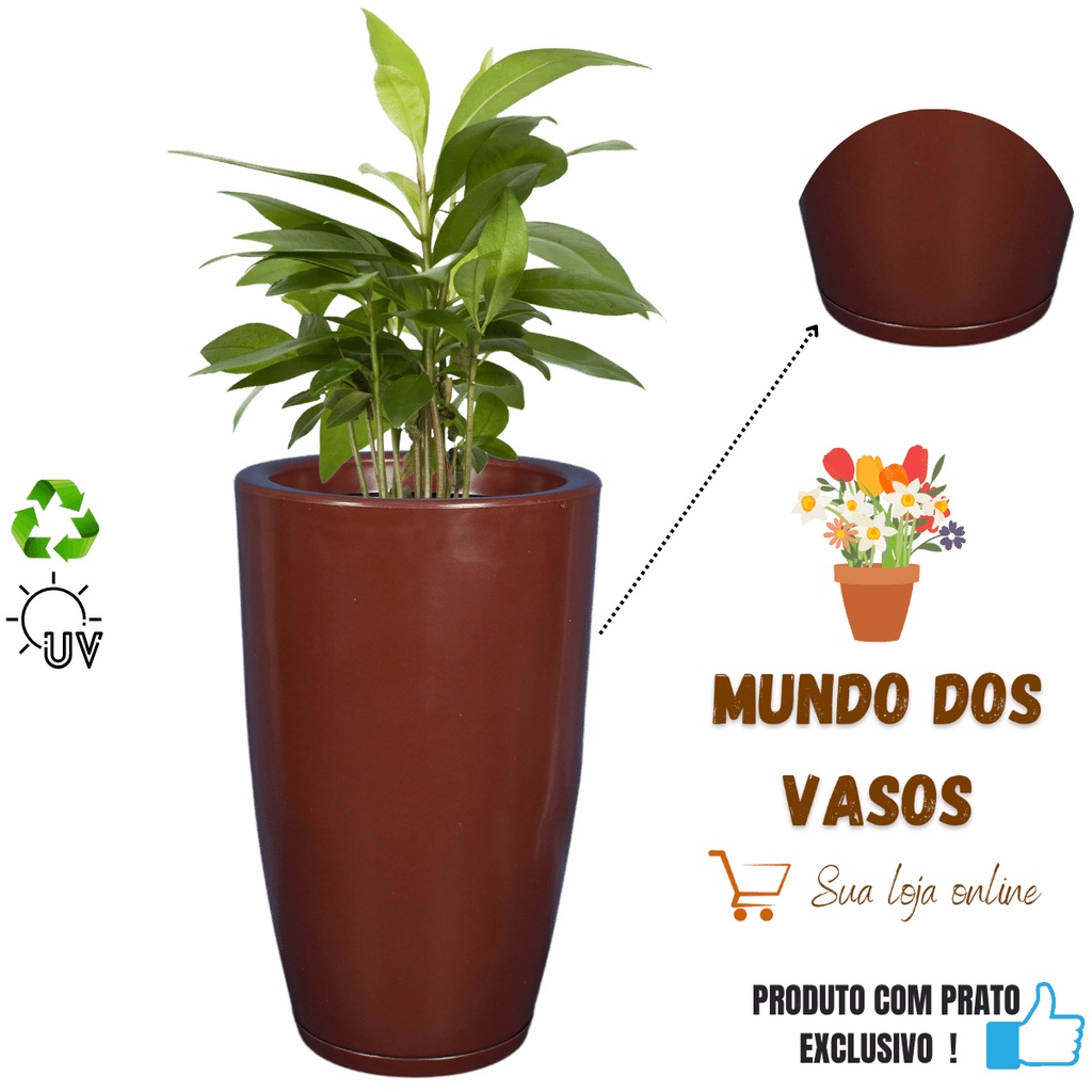 Vaso De Planta Coluna Polida N01 Com Prato | Shopee Brasil