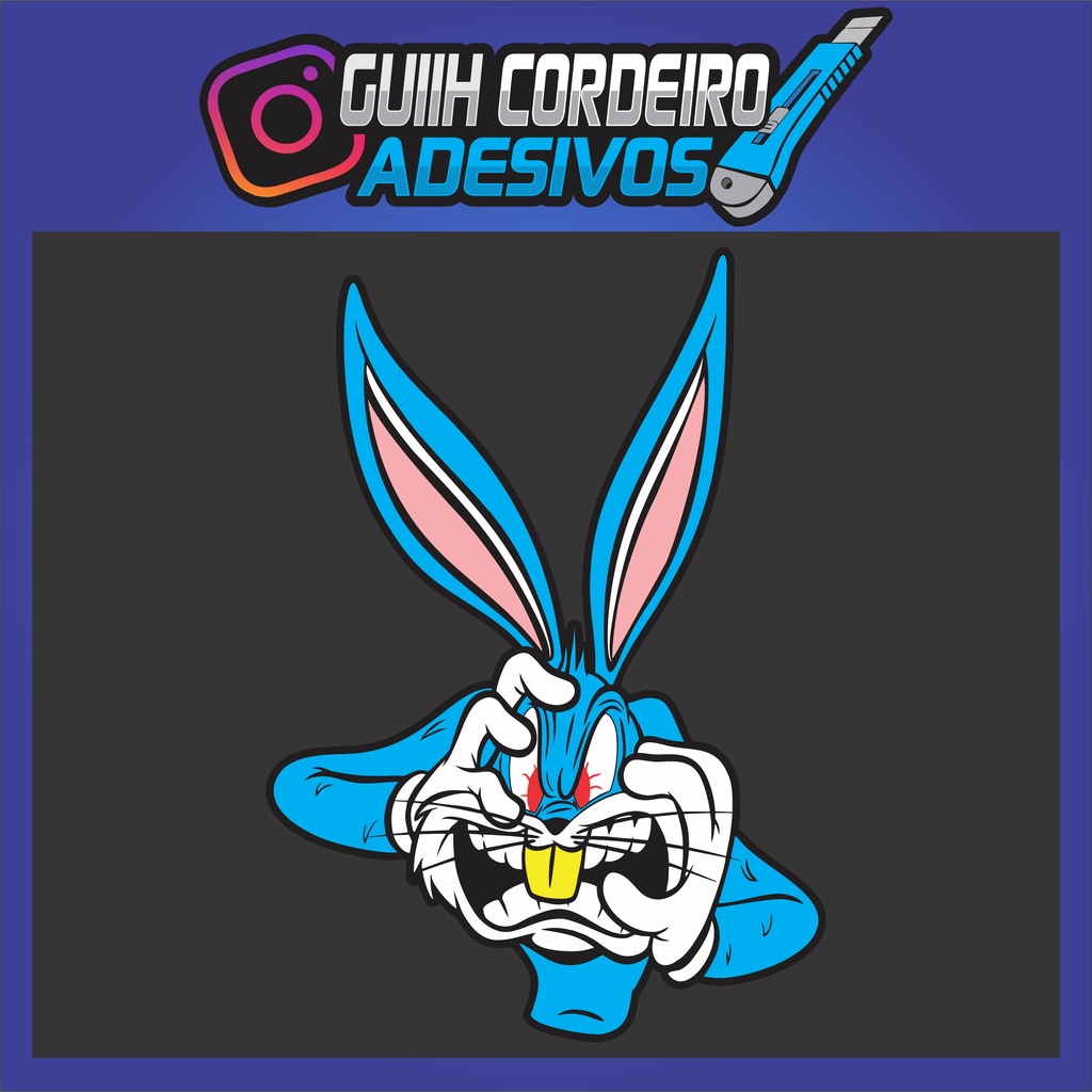 Adesivo Pernalonga Nervoso para tanque de moto 100% adesivo recorte ...