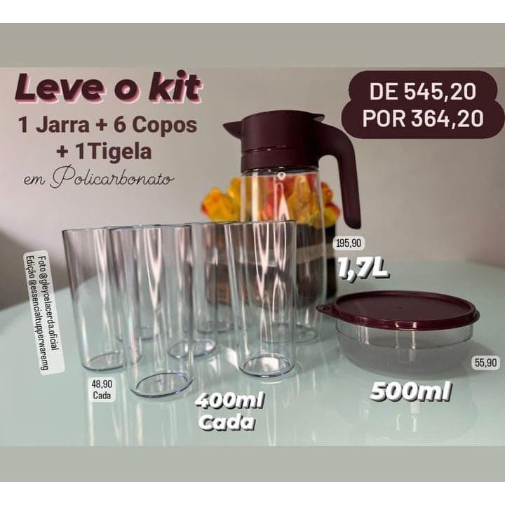 Kit 06 copos e jarra Tupperware | Shopee Brasil