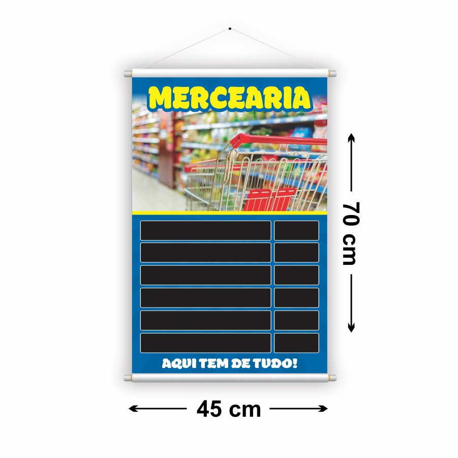 Banner para Mercearia 45x70cm Lista Tabela de Preço Reutilizável Modelo ...