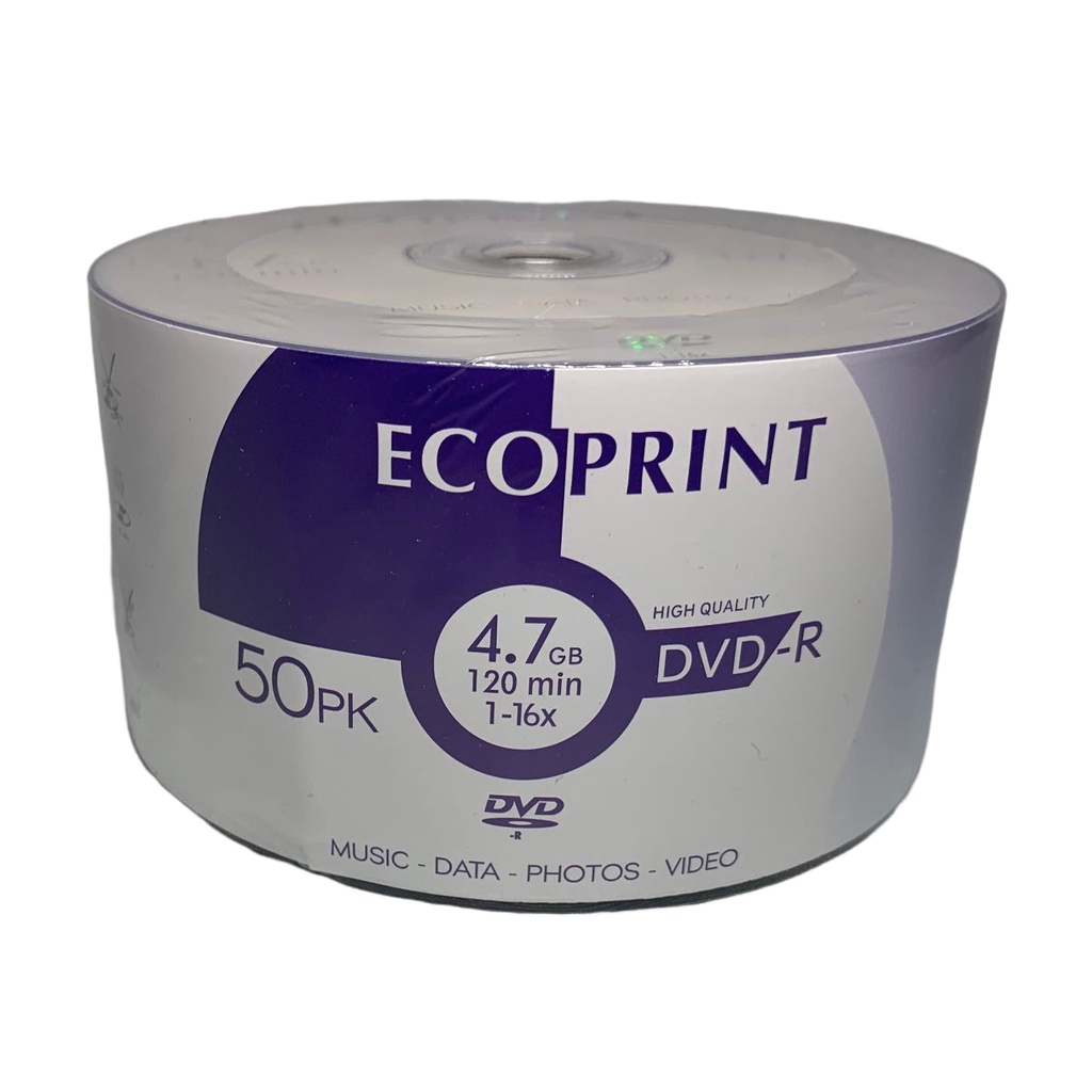 50 un Dvd-r Eco Print Logo Branco 4.7 Gb 120 Minutos 16x | Shopee Brasil