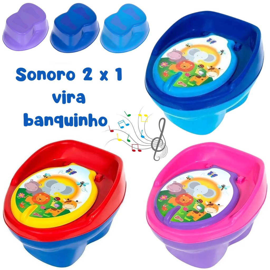 Peniquinho Musical Penico Pinico Troninho Infantil 2 Em 1 - Bichinhos ...