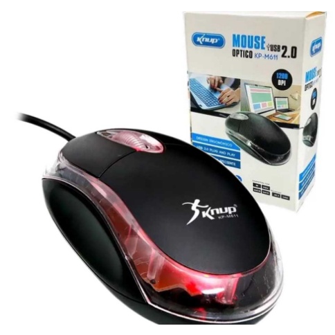Mouse KUNP USB óptico com LED MINI PRETO | Shopee Brasil