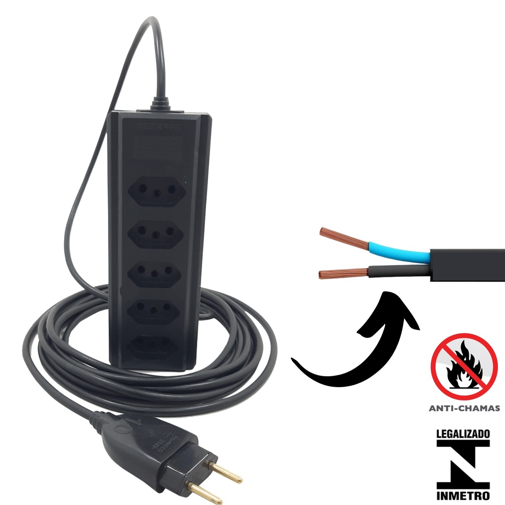 Extensão Eletrica 5 Entradas Cabo De Alta Qualidade de 30 metros | Shopee Brasil