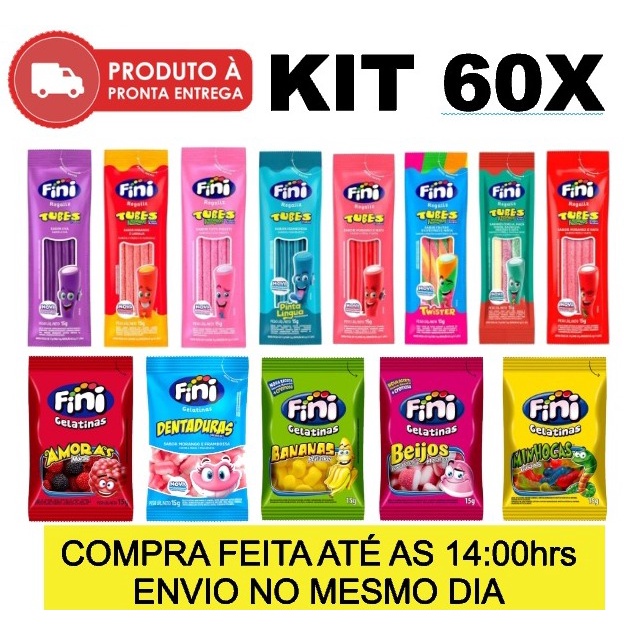 Kit Com 60 Embalagens Bala Fini Sabores Variados | Shopee Brasil