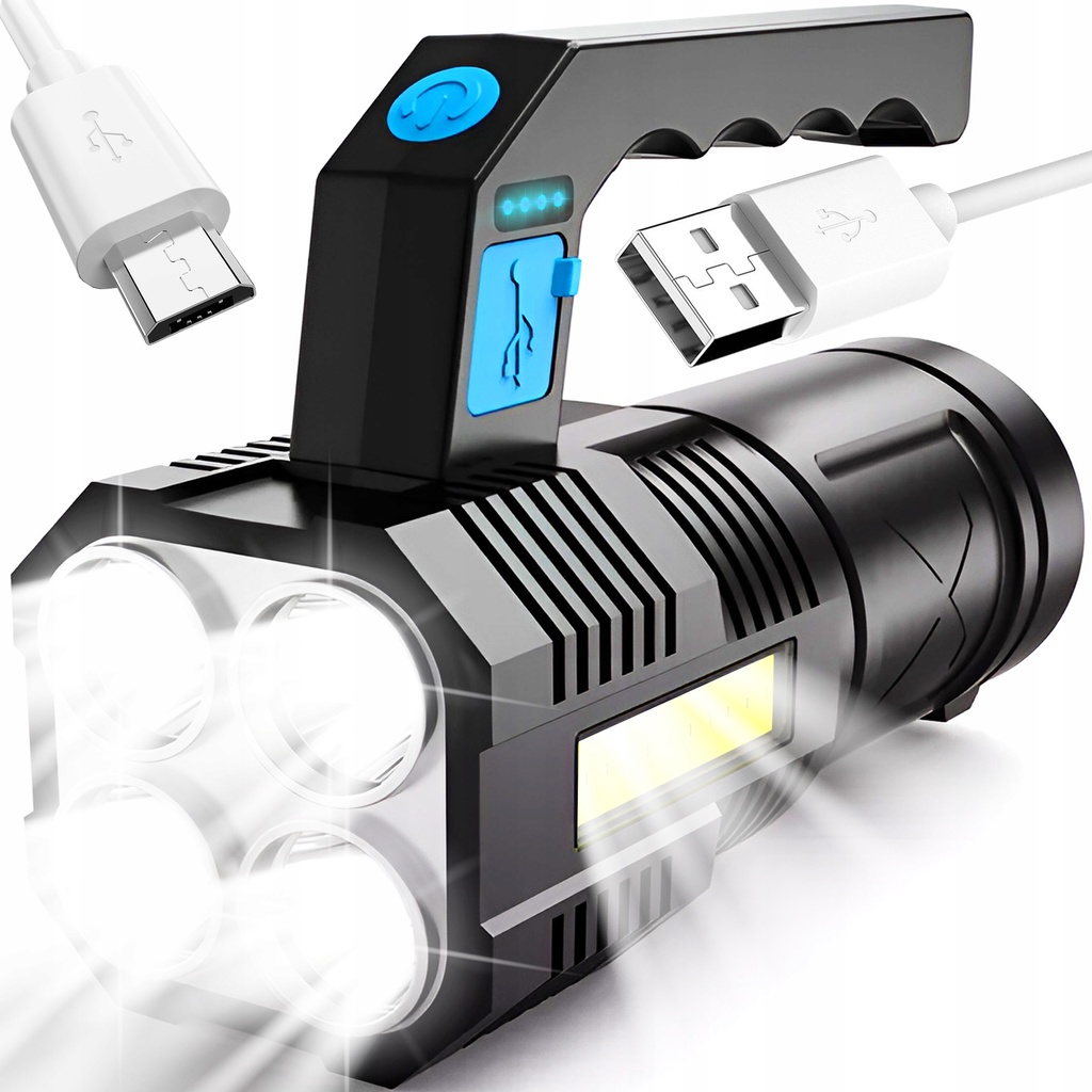 Lanterna Tática 4 Led Potente Recarregável 1200mAh | Shopee Brasil