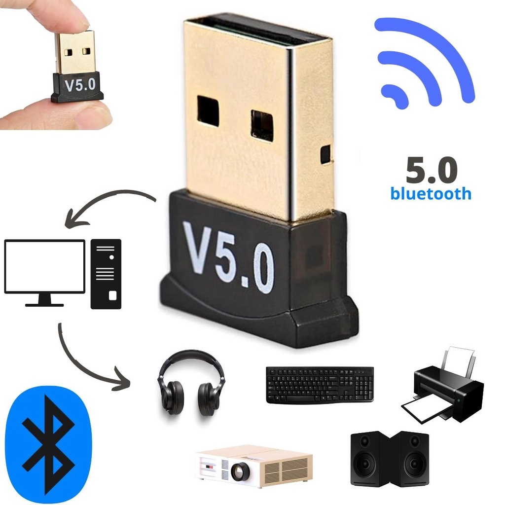 Receptor Usb 5.0 Plug And Play Adaptador Bluetooth Pc Note - Escorrega ...
