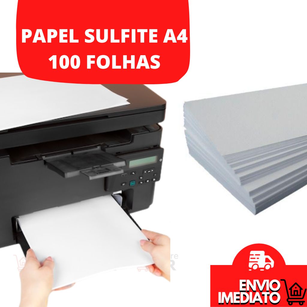 Papel Sulfite Folha A4 Branco Pacote Com 100 Folhas | Shopee Brasil