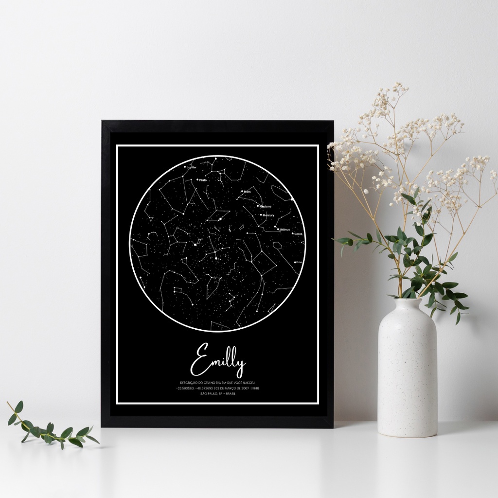Quadro Mapa das Estrelas/Mapa do céu personalizado | Shopee Brasil