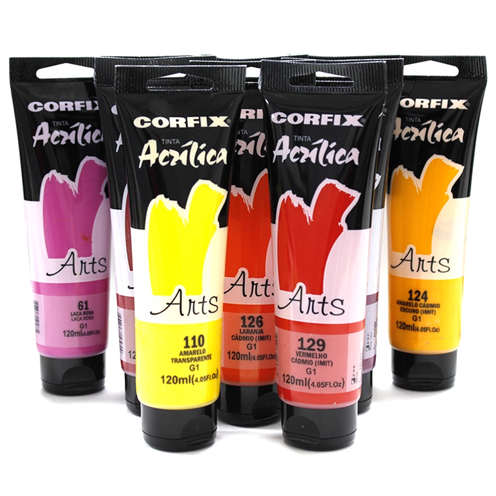 Tinta Acrílica Corfix Arts 120ml - Cores Quentes G1 | Shopee Brasil