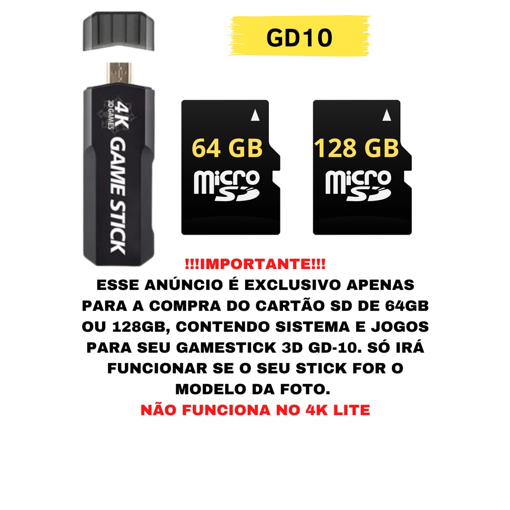 Micro SD Card Game Stick 4k 3D GD10 Emuelec | Shopee Brasil