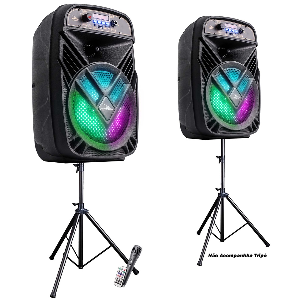 Caixa De Som Grande Bluetooth Potente Para Eventos Com Encaixe Para Tripé e Led RGB Painel Para ...