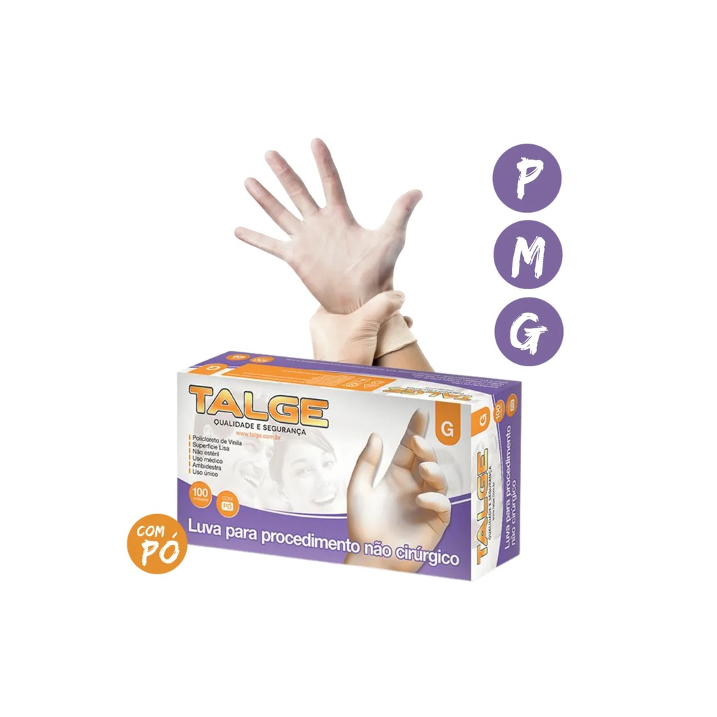 Luva Vinil Sem Po Descartavel P M G Procedimento 100un Talge | Shopee ...