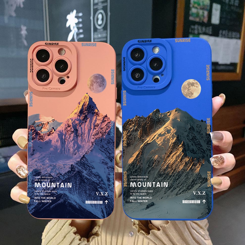 Para Xiaomi Redmi Nota 12 12S 4G Pro 5G 9S 9A 12C Luxo Montanha Senery Square Edge Cover Capa ...