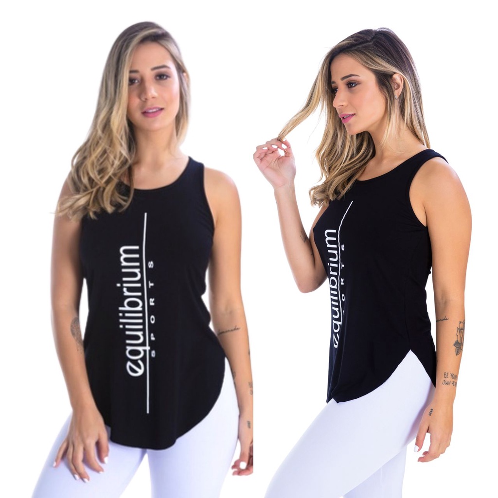 Camiseta Fitness Equilibrio Preta | Shopee Brasil