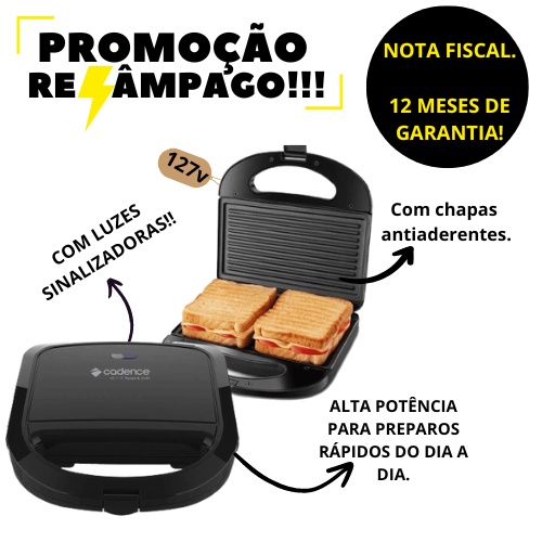 Sanduicheira Mini Grill 127v Misteria Tostequeira Tostadeira Lancheira ...