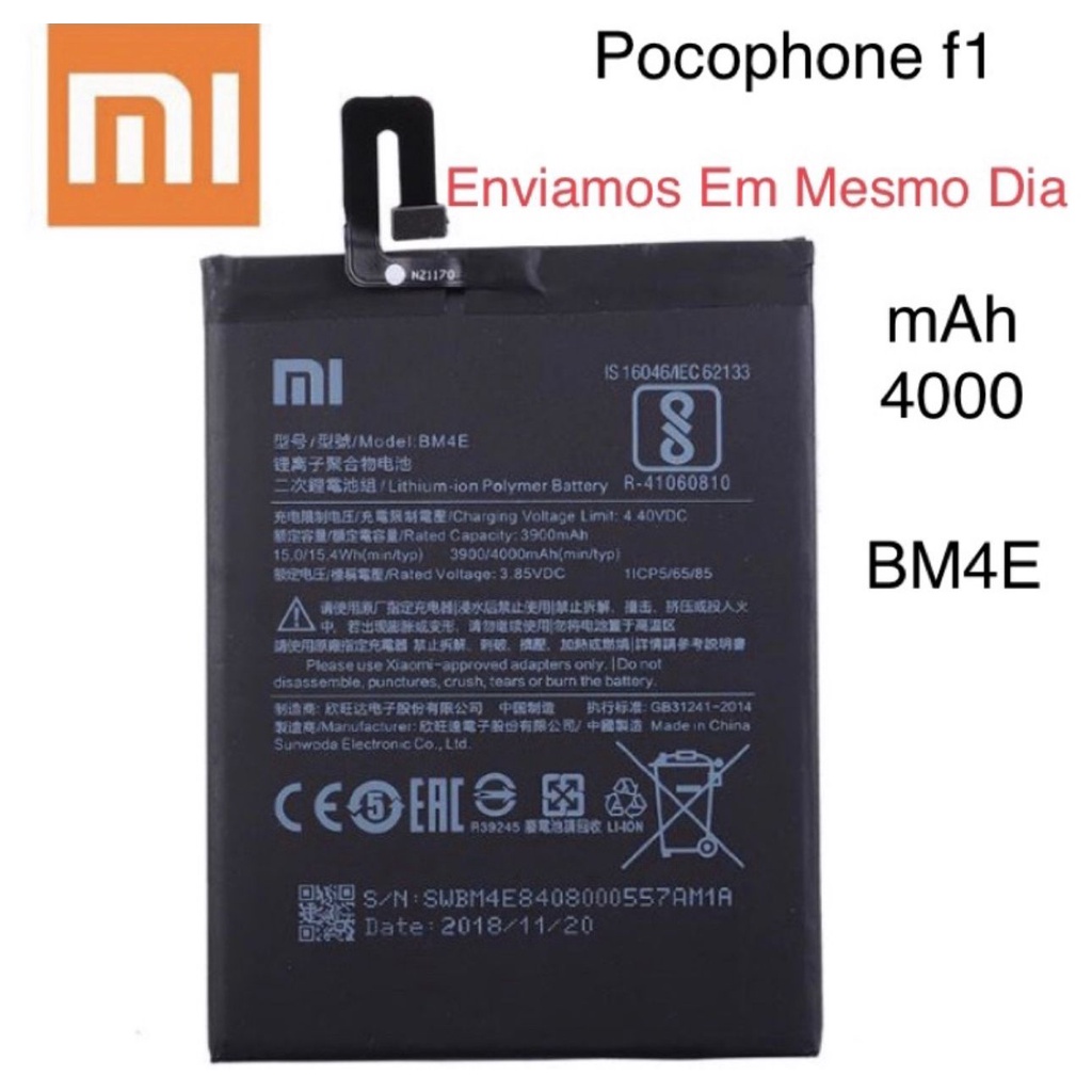 Bateria Celular Xiaomi Bm4e Pocophone F1 4000 mAh org nova a pronta ...