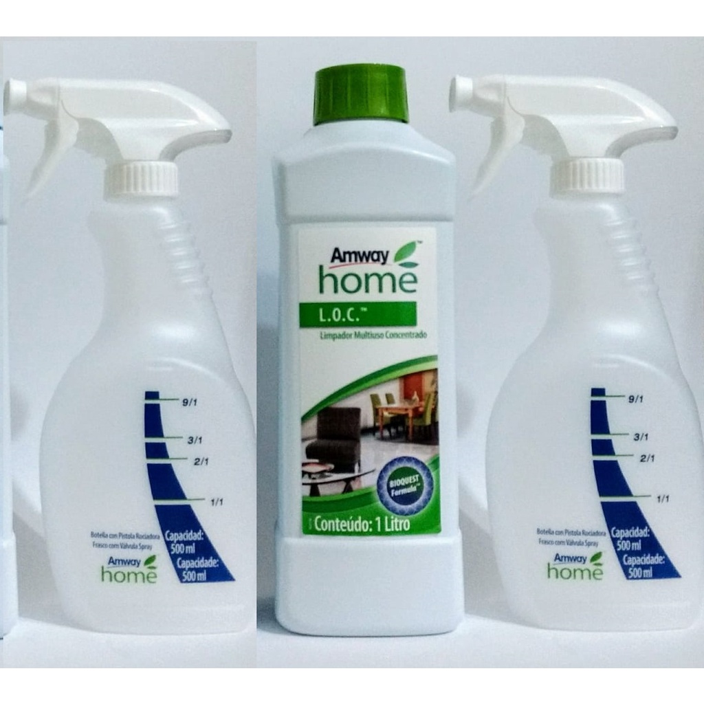 Kit 1 LOC Limpador Multiuso Concentrado + 2 Frascos Spray Amway ...