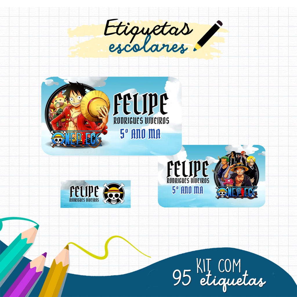 Etiqueta Escolar One Piece | Shopee Brasil
