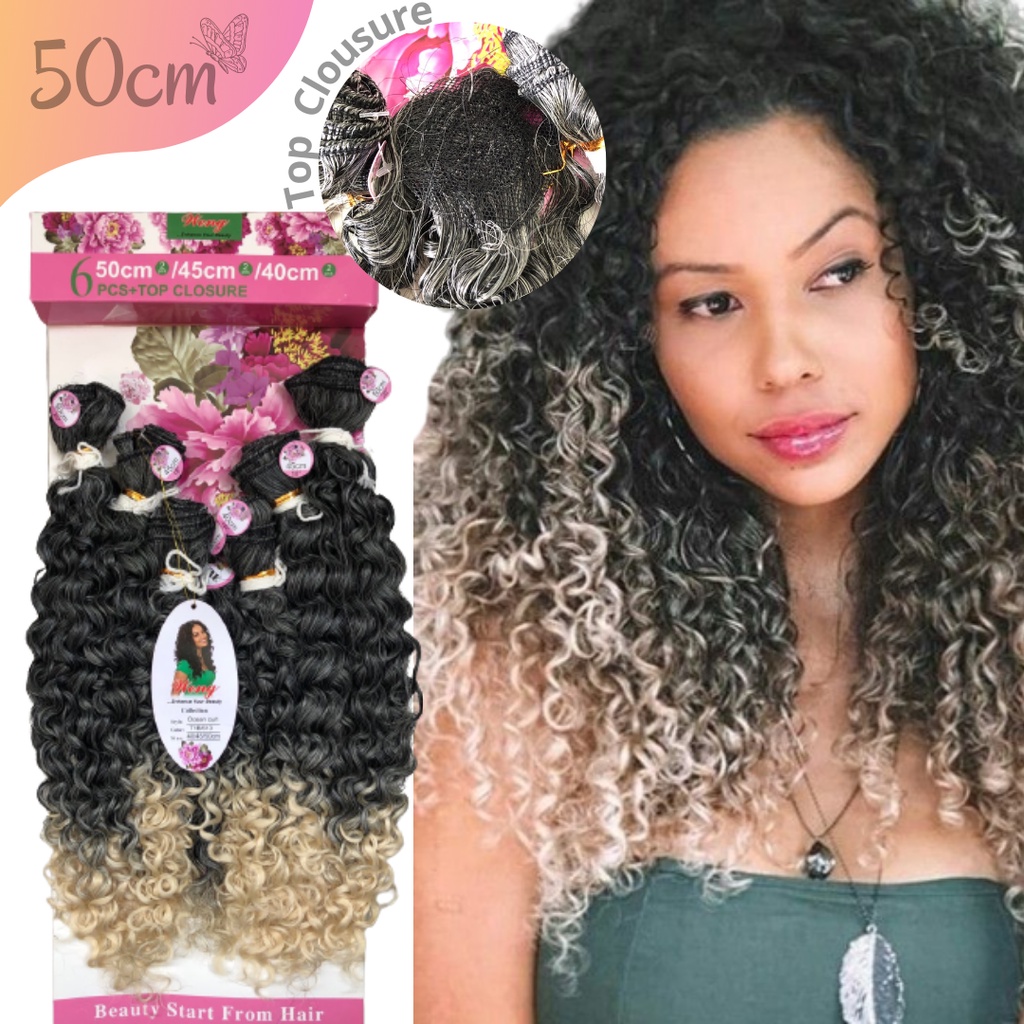 Cabelo Orgânico Cacheado Ocean 50cm + Closure Fibra Premium | Shopee Brasil
