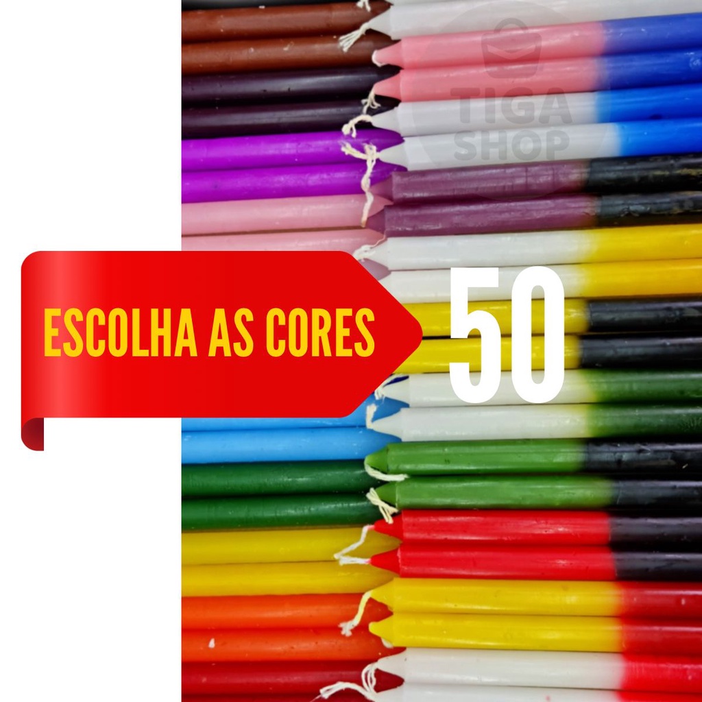 Kit 50 Velas Coloridas e Bicolores 16 cm | Shopee Brasil