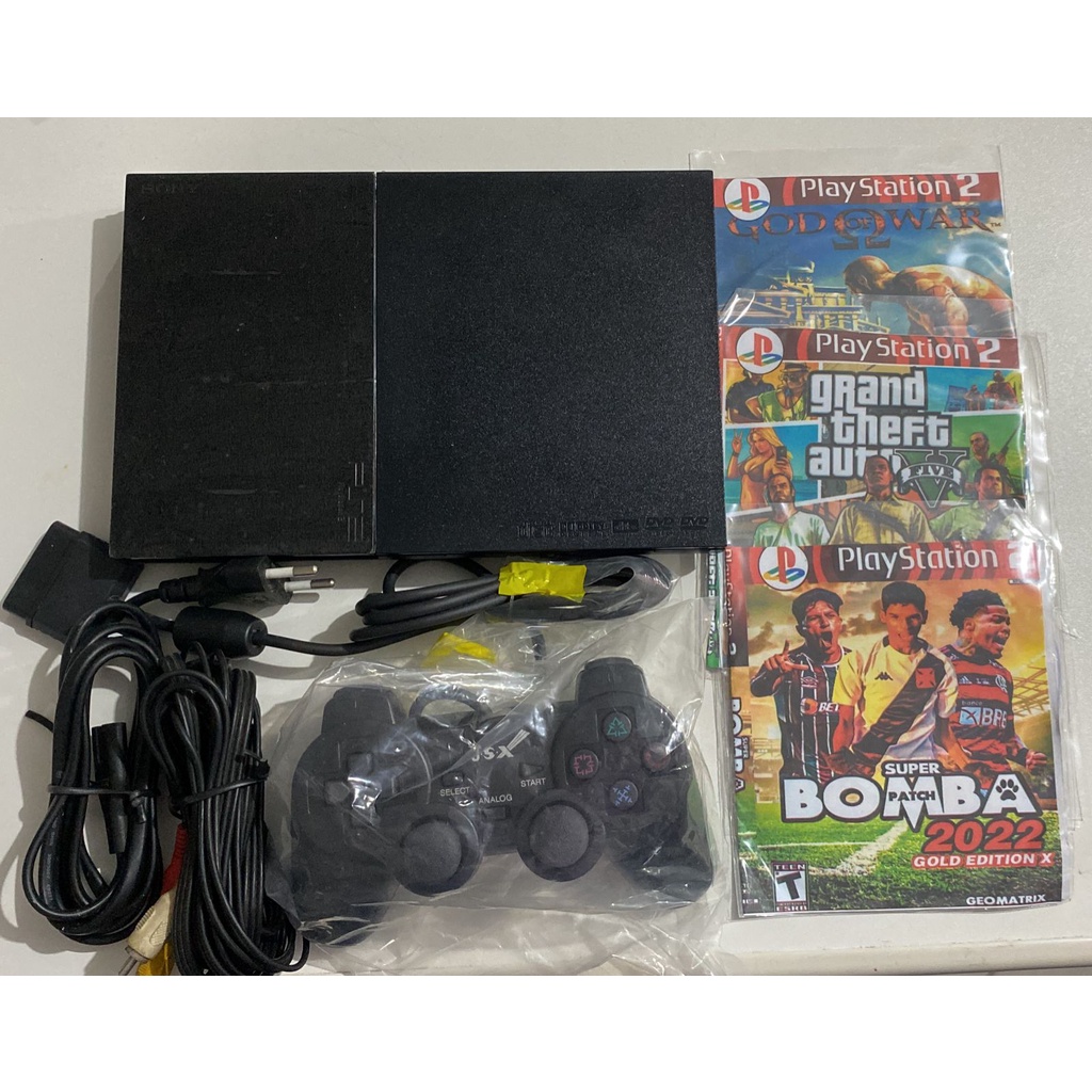 Playstation 2 com 1controle e 5 Jogos!! | Shopee Brasil