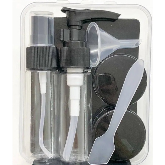Kit Viagem Frascos Spray E Pump 25ml Com 2 Potes 10g + Espátula 8cm Com ...