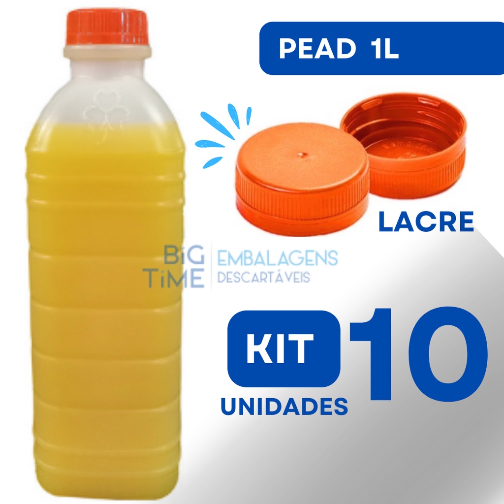 Garrafa Garrafinha Plástica Descartável PEAD 1 LITRO para Sucos/Agua De Coco/Caldo De Cana 25 ...