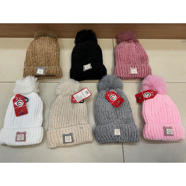 Touca Gorro Infantil de Frio inverno Forrada Pompom menino menina(6mese ...