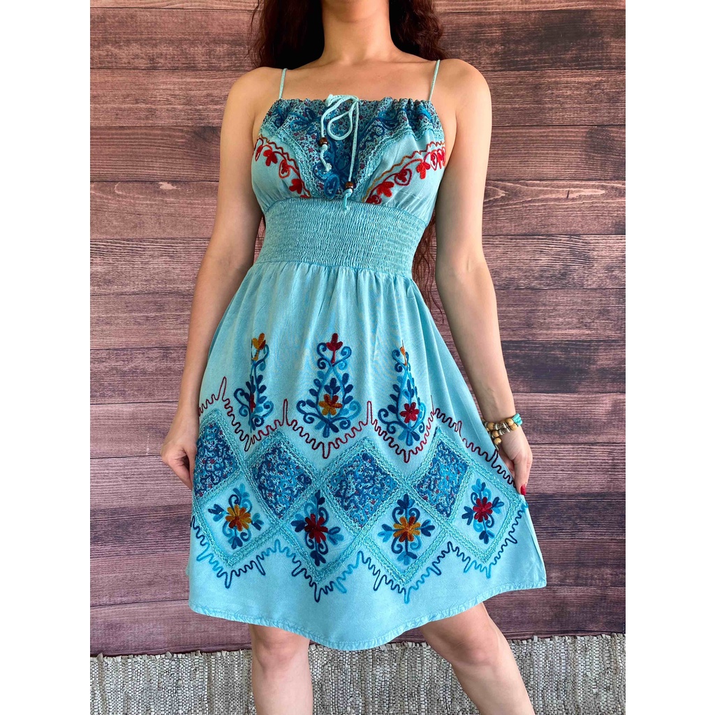 Vestido Indiano Curto Bordado Alça Moda Indiana Feminina Modelo ...