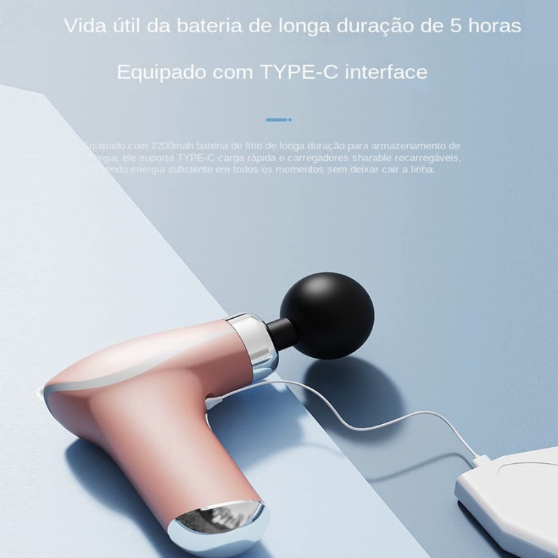 Pistola Massageadora Muscular Portátil Elétrico Recarregável | Shopee Brasil