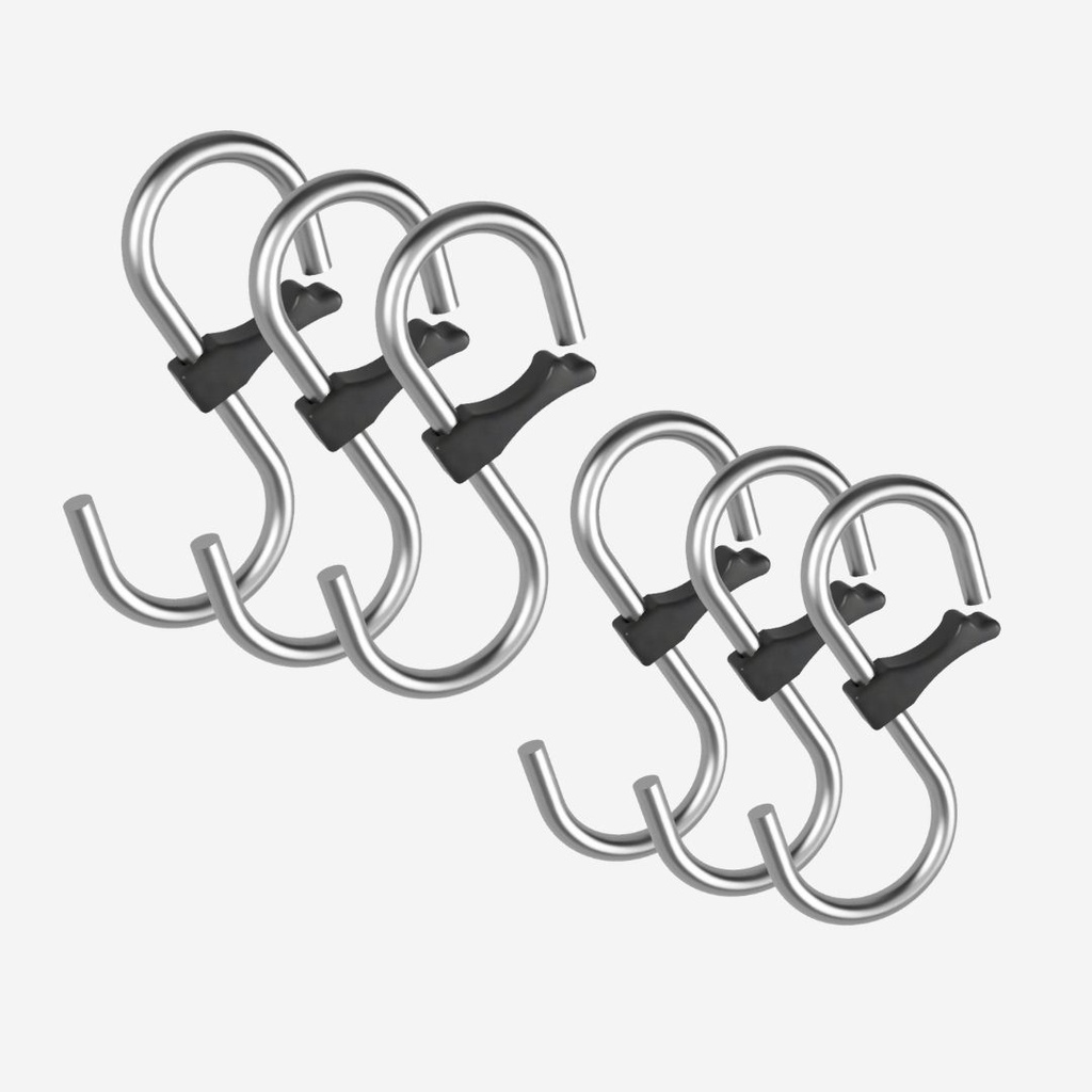 Kit 6 Ganchos Inox com trava para barra de utensílios | Shopee Brasil