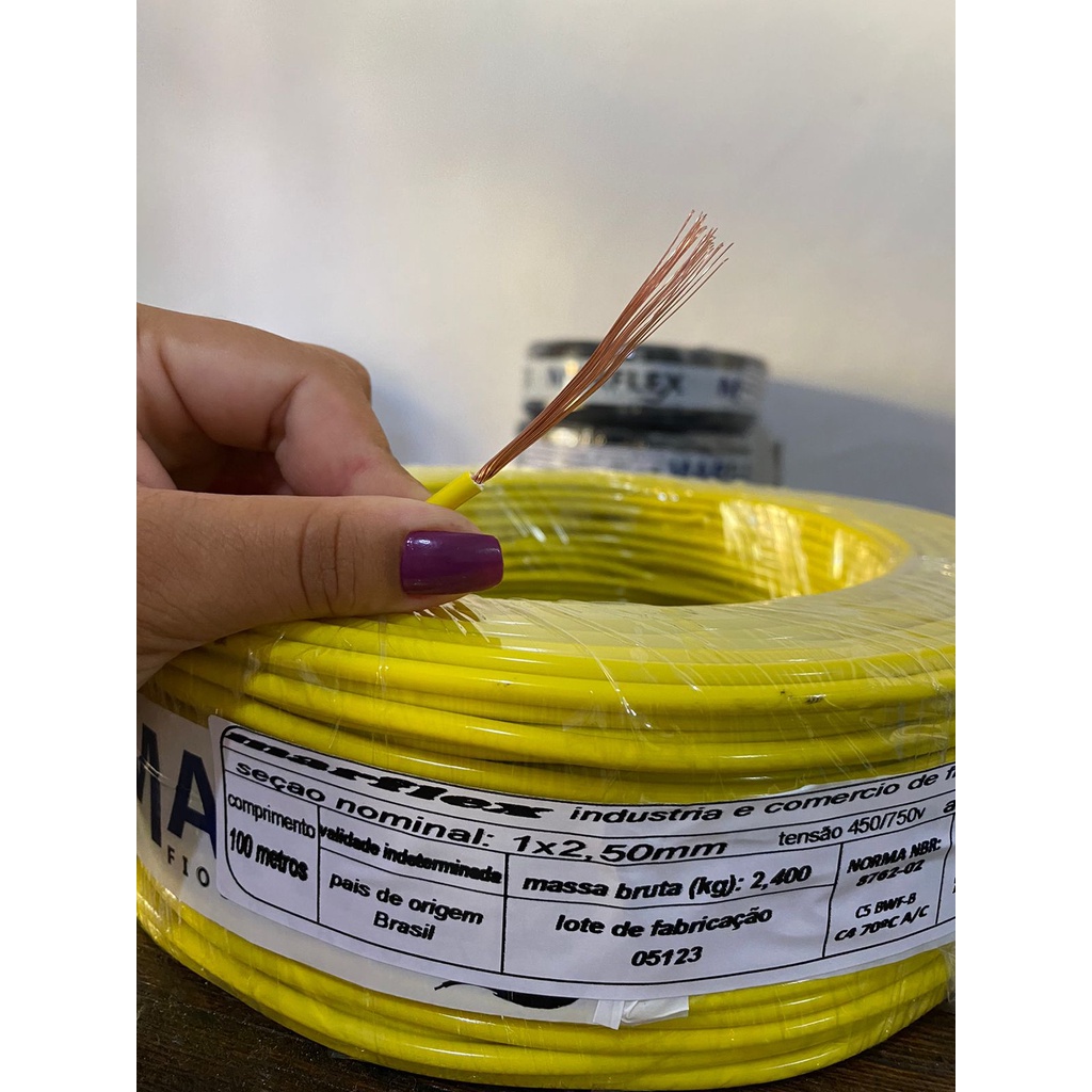 Fio Cabo Eletrico Flexivel 2,5mm 100 Metros INMETRO Antichamas Tomadas ...