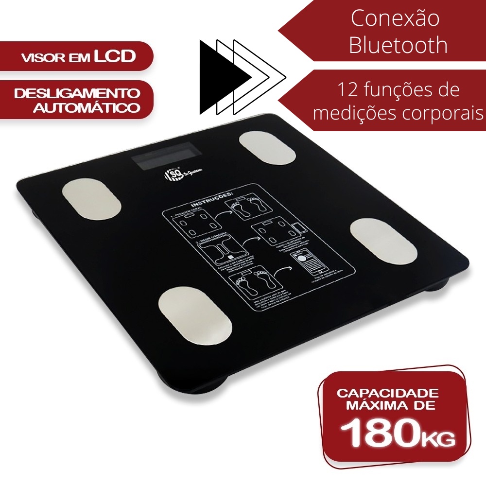 Balança Digital Corporal Bioimpedancia Aplicativo Bluetooth | Shopee Brasil