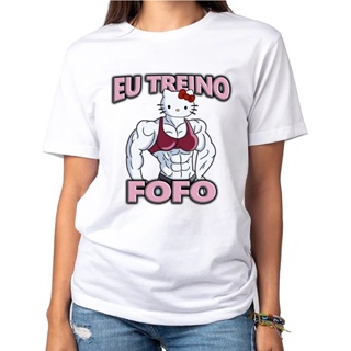 Camiseta Hello Kitty "Eu Treino Fofo" Unissex, Blusa Camisa Treino ...