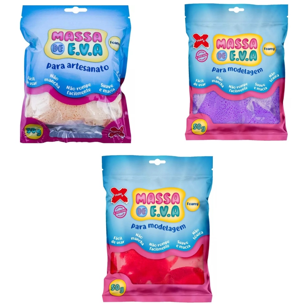 Massa De Eva Para Modelar Make+ Pacote 50g Kit C/ 3 Unidades | Shopee ...