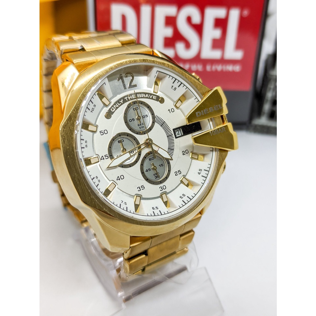 Relógio masculino Diesel 10Bar Dourado c\Fundo Branco | Shopee Brasil