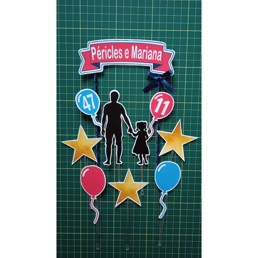 Topper para bolo Pai e Filha / Topo personalizado Pai e Filha ...