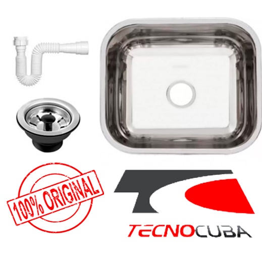 Cuba Tecnocuba Inox N3 14 (40x34x14) com válvula e sifão gratis ...