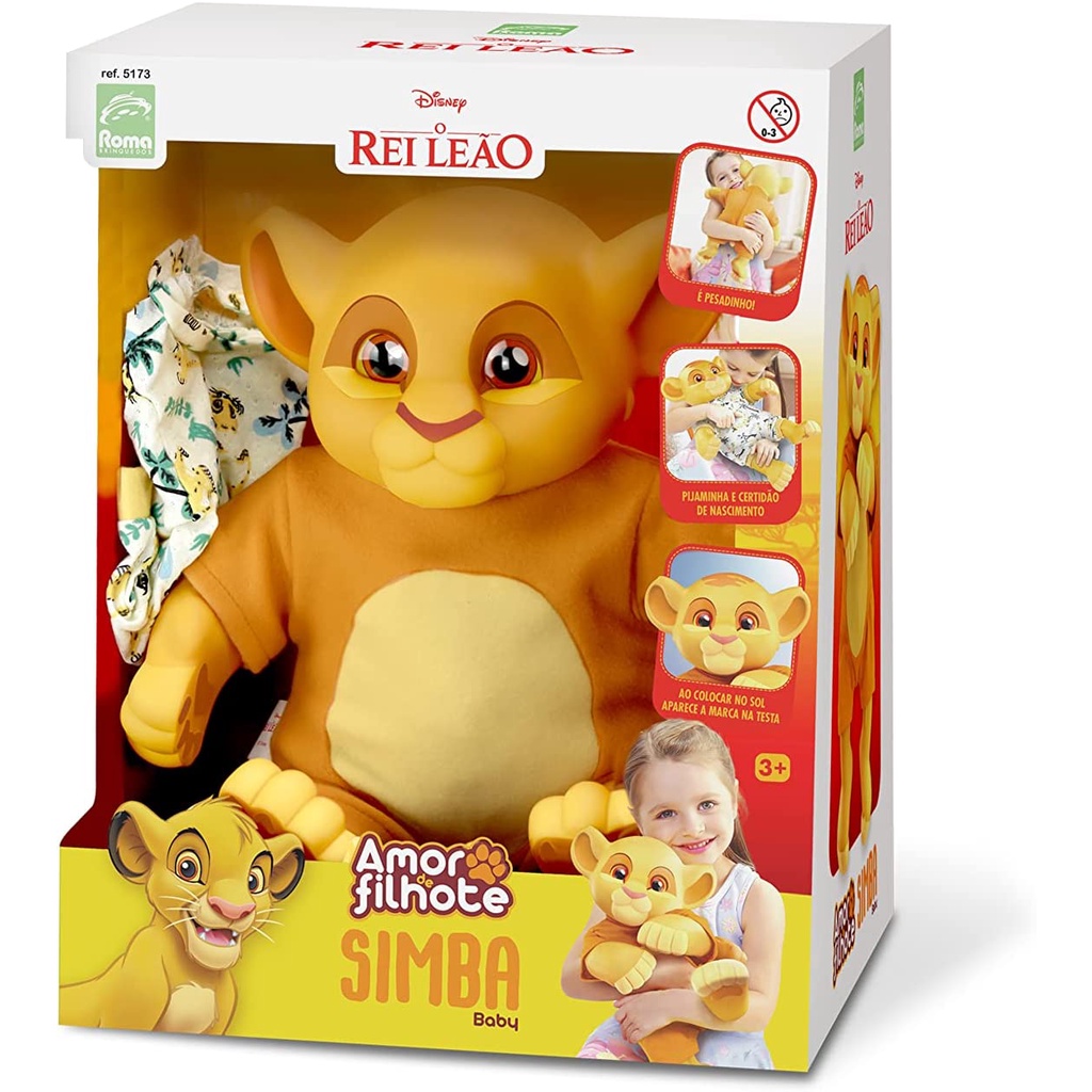 Boneco Simba Baby Rei Leão Amor De Filhote Roma Brinquedos | Shopee Brasil