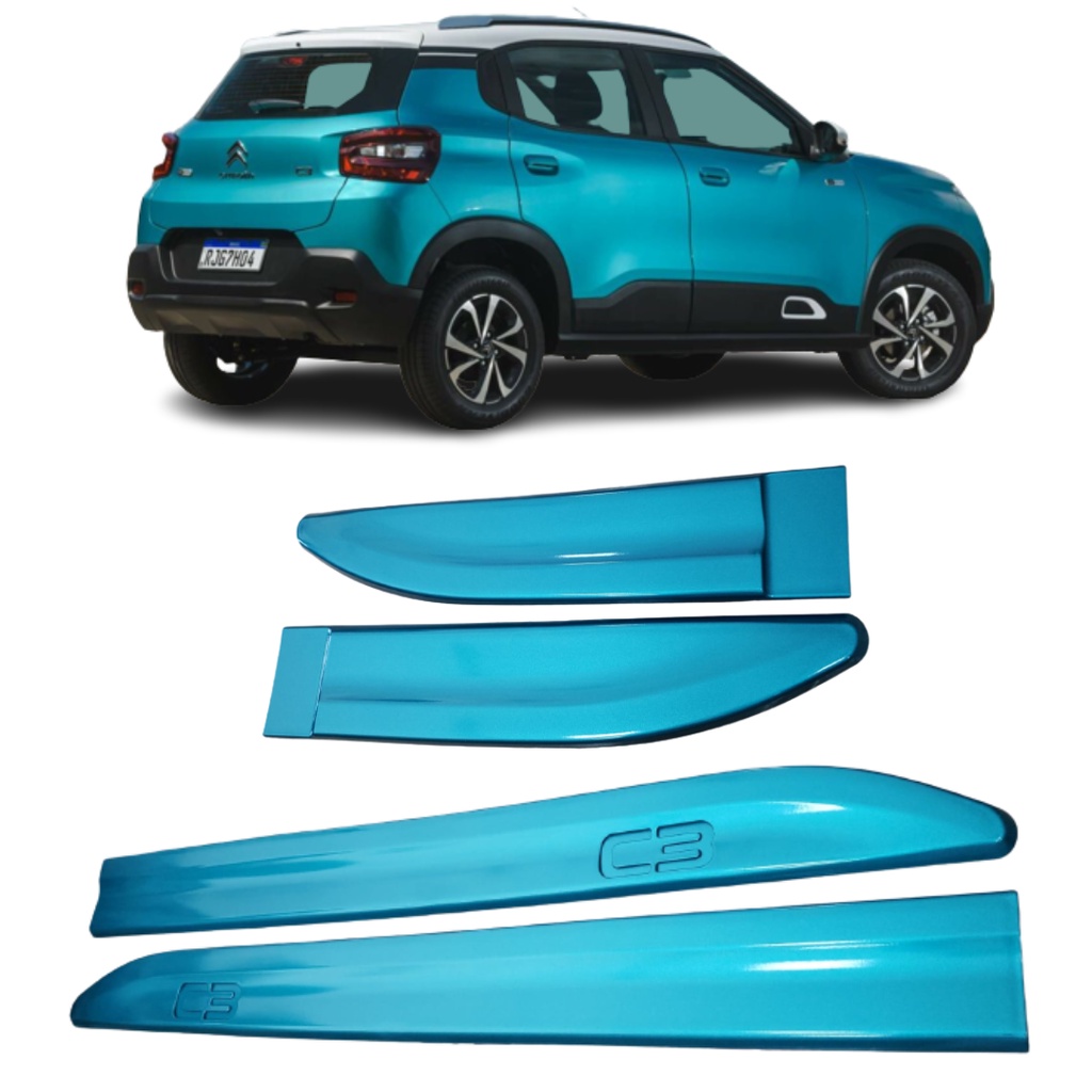 Jogo Friso Lateral Para C3 2023 Modelo Original Preto Azul Cinza Branco ...