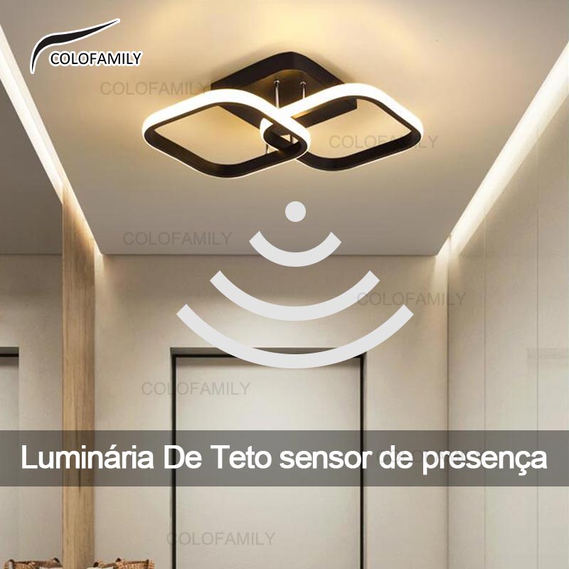 Luminária De Teto Led sensor de presença Decoração Minimalista Moderno ...