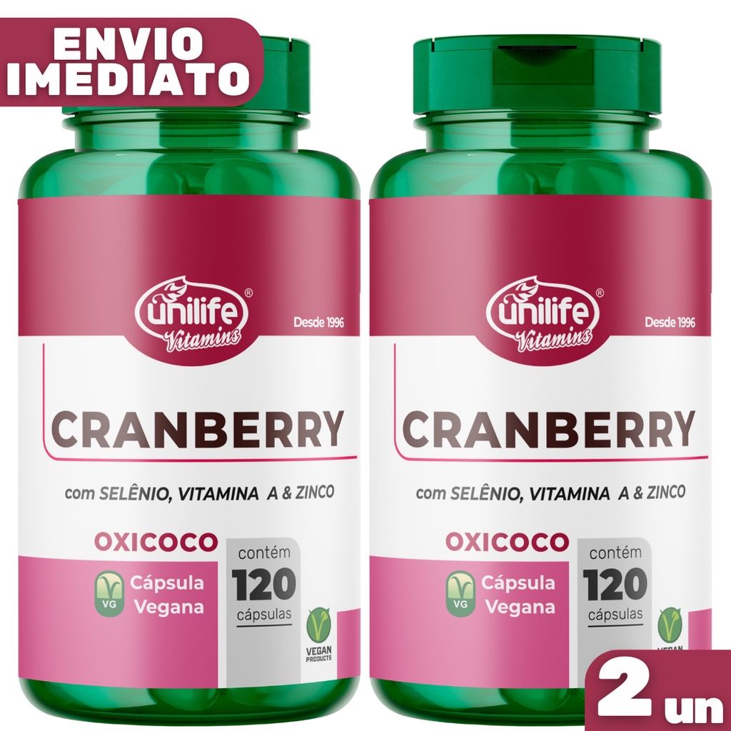 Kit 2 Cranberry Antioxidante 500mg 120 Cápsulas - Unilife | Shopee Brasil