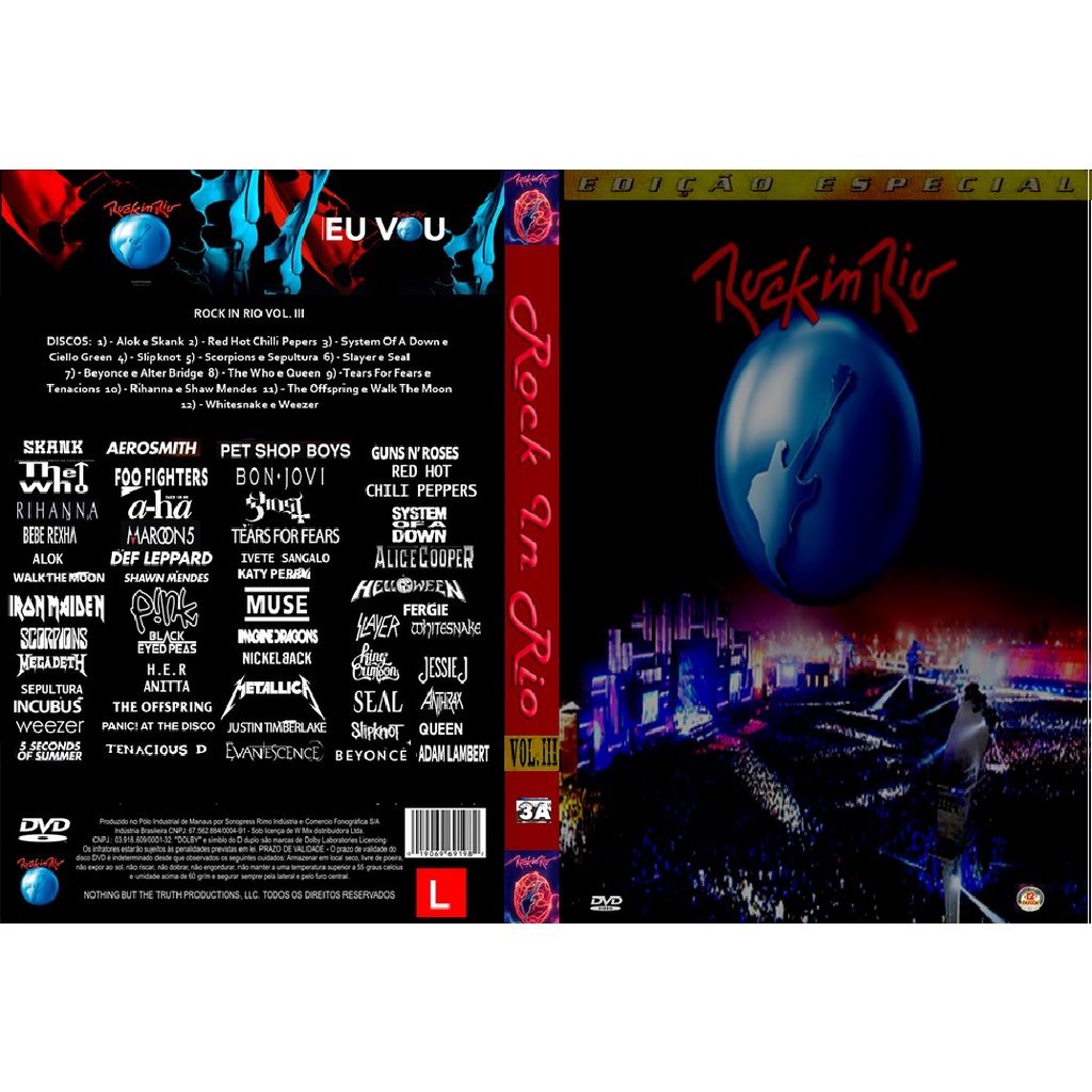 Dvd Box Shows: Rock In Rio Vol. 3 - Raríssimo - (12 Dvds) | Shopee Brasil