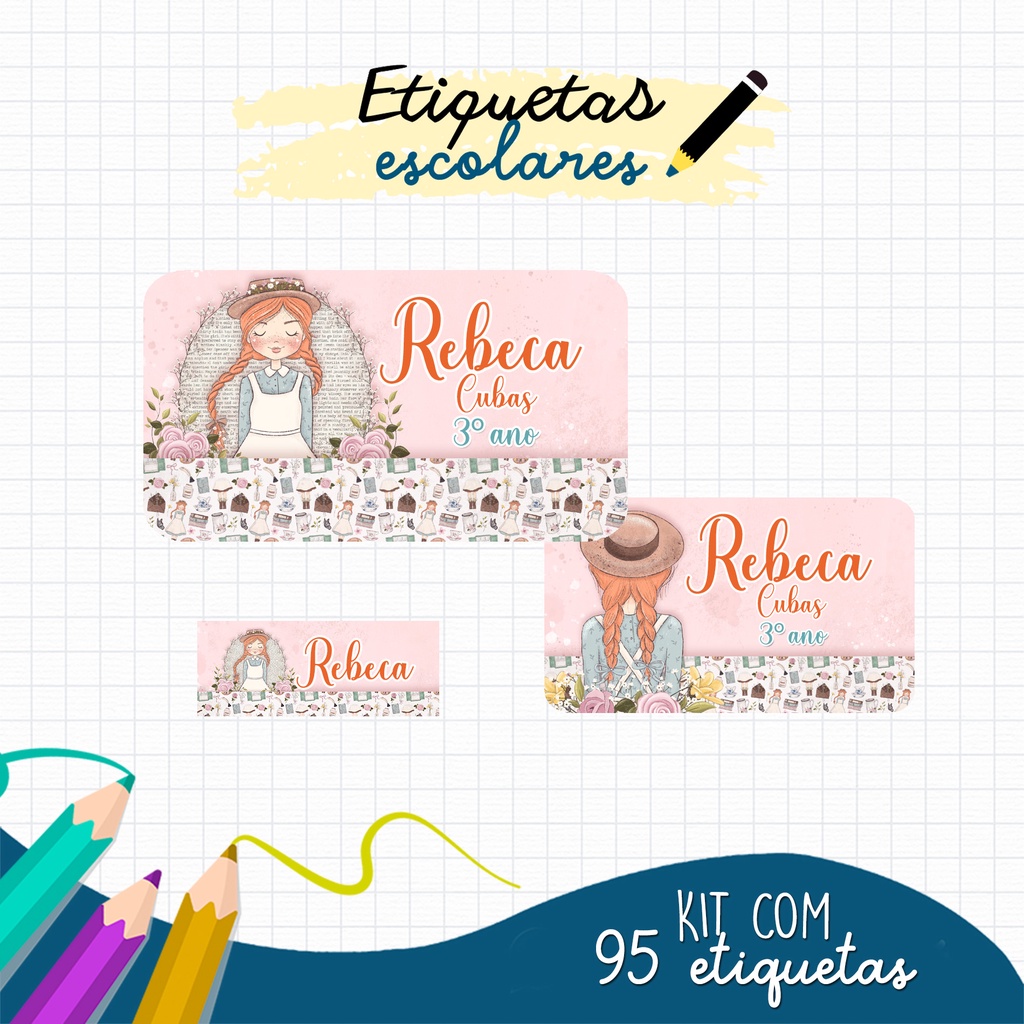 Etiqueta Escolar Personalizada Anne | Shopee Brasil