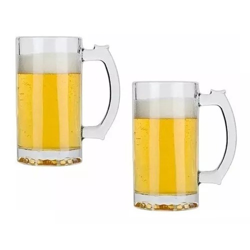 2 Caneca De Chopp 500ml Cerveja Copo De Vidro Liso - ENVIO IMEDIATO . | Shopee Brasil